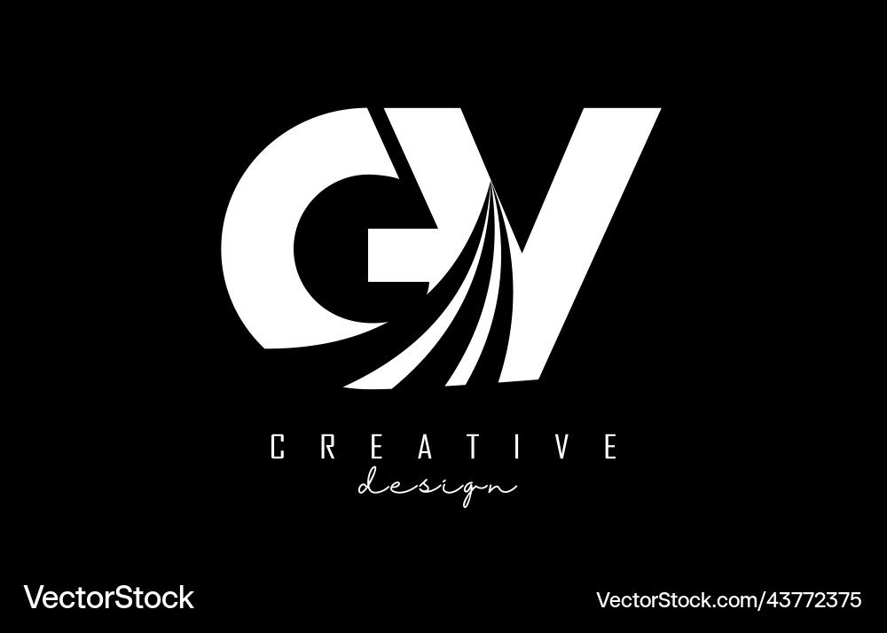 Creative white letters gv g v logo with leading Vector Image