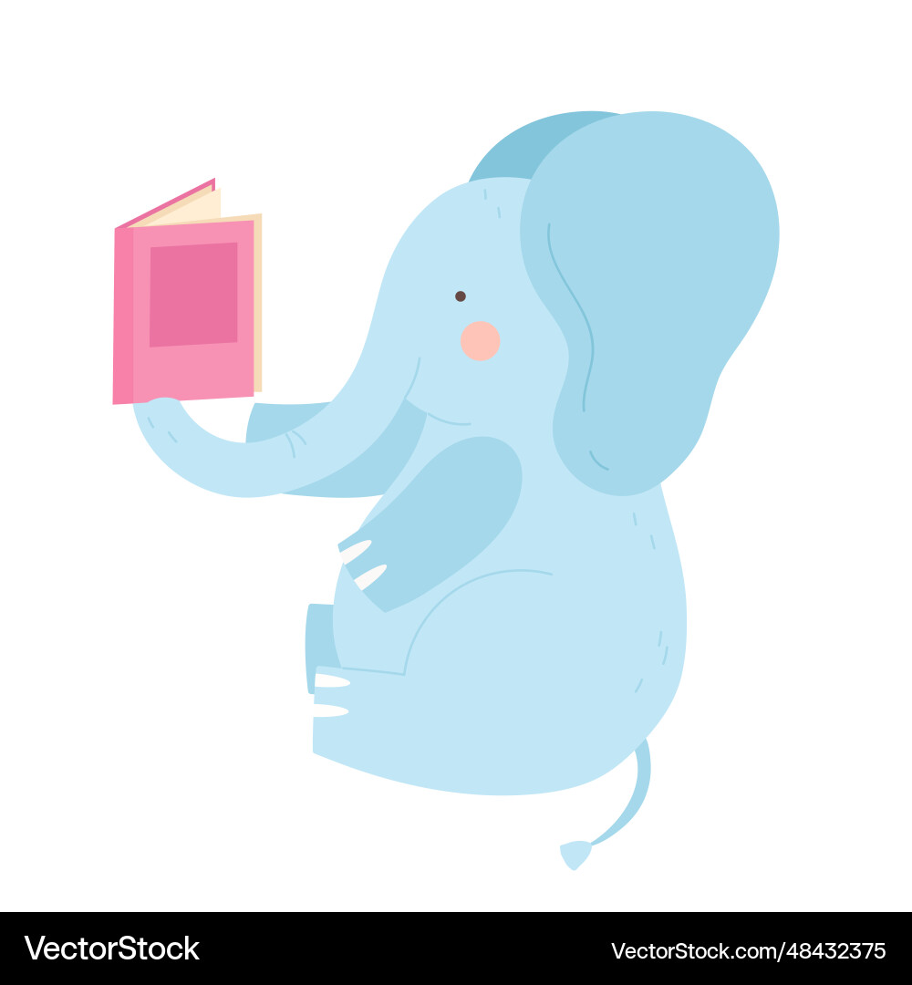 Cute elephant reading a story book Royalty Free Vector Image