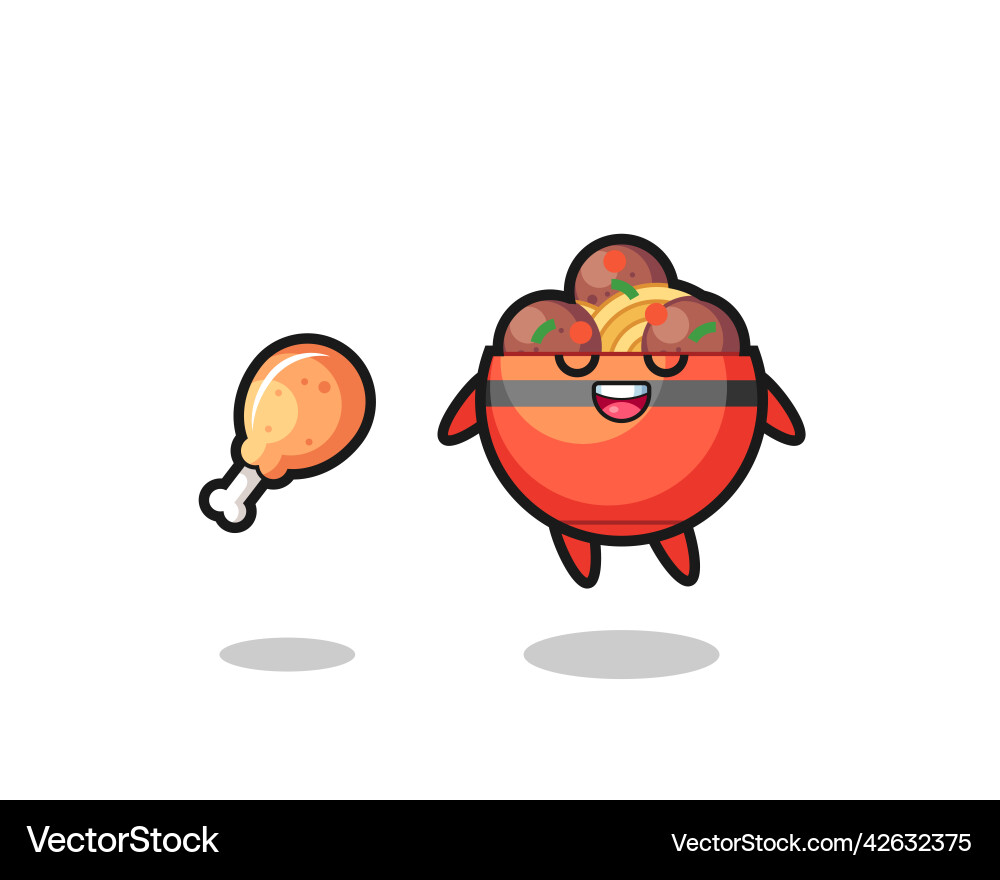 Cute meatball bowl floating and tempted because Vector Image