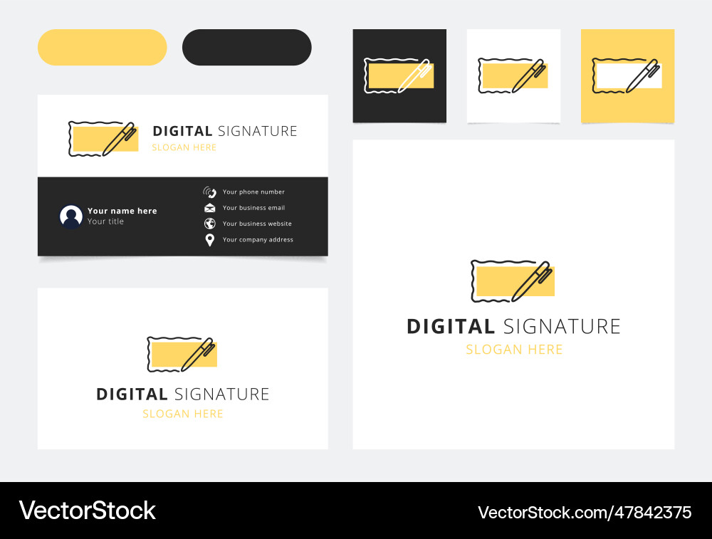 Digital signature logo design with editable slogan