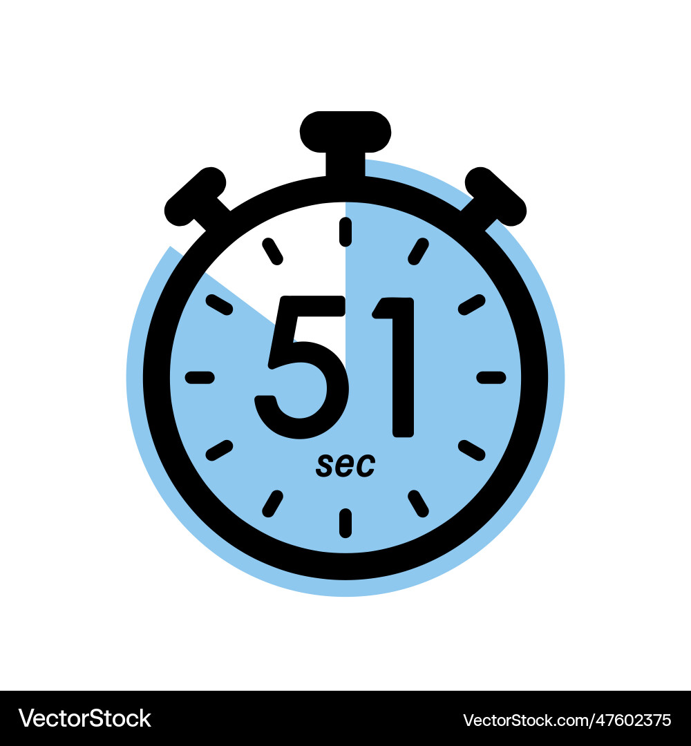 Fifty one seconds stopwatch icon timer symbol 51 Vector Image