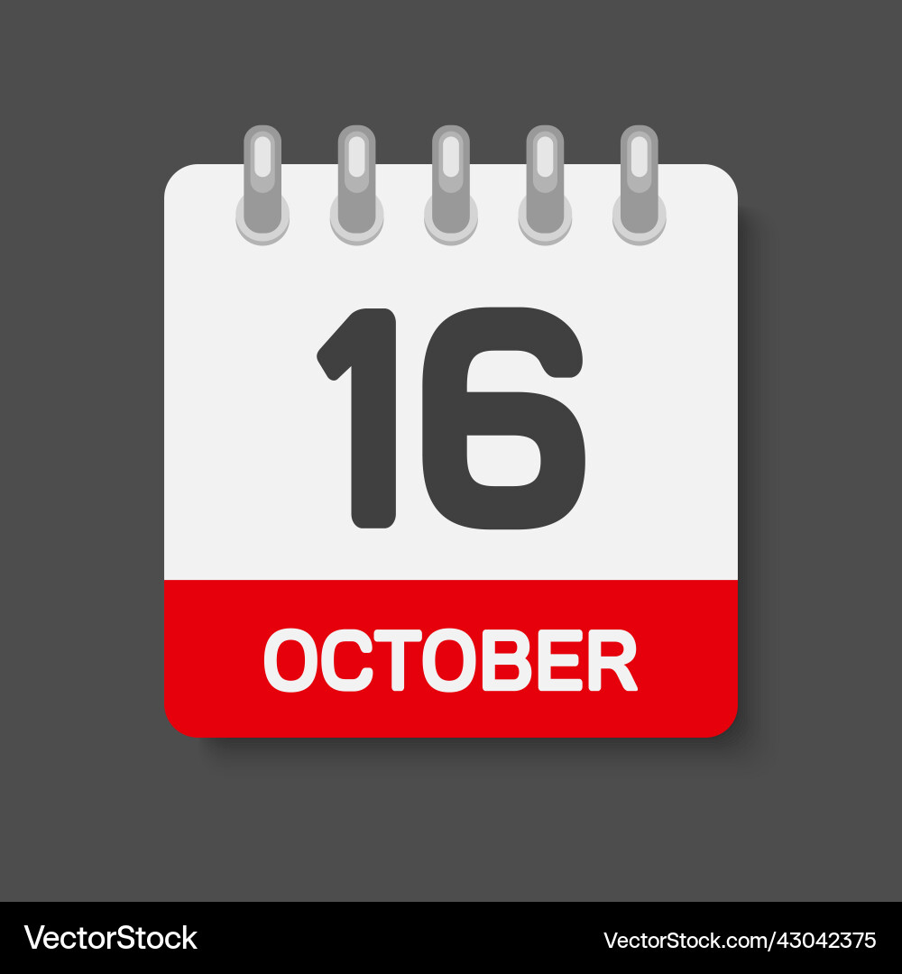 Icon page calendar day 16 october template date Vector Image