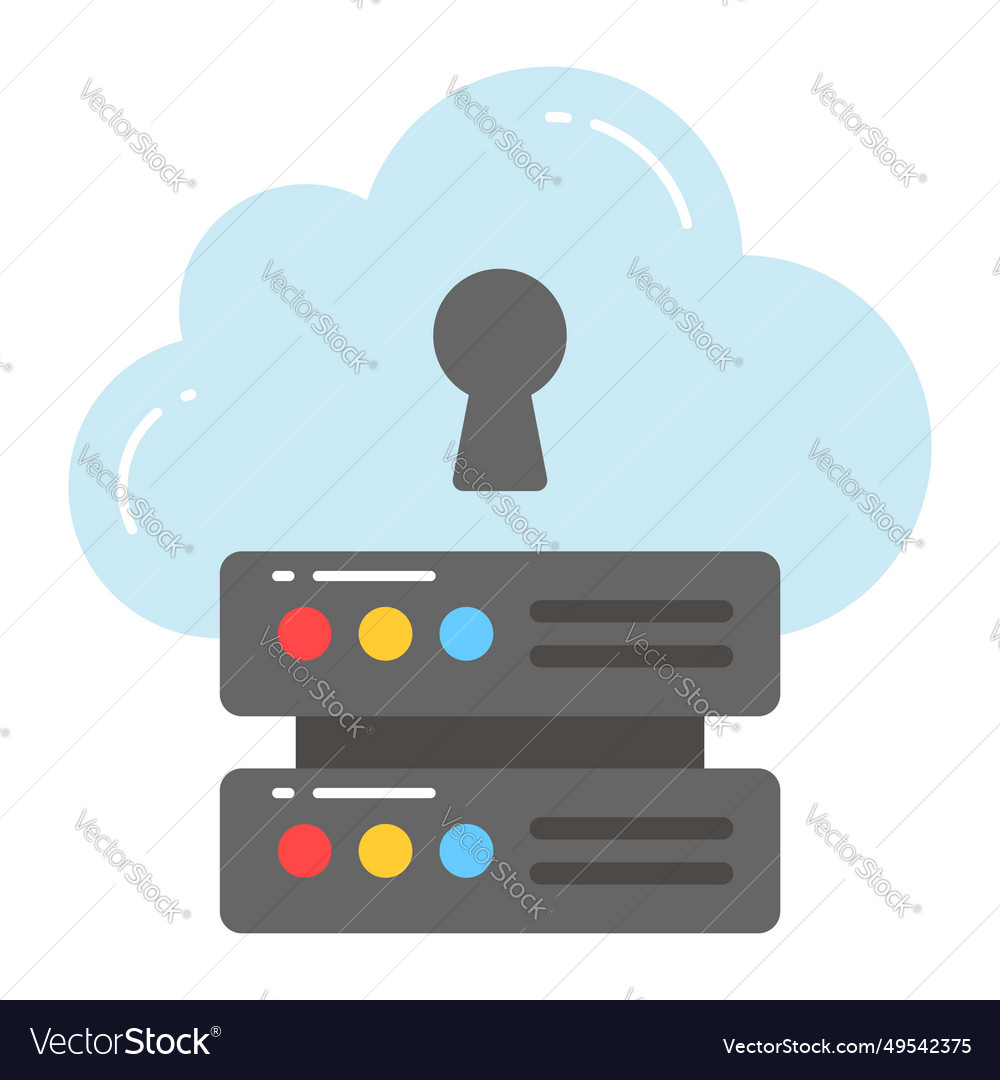 Keyhole on cloud with data server denoting Vector Image