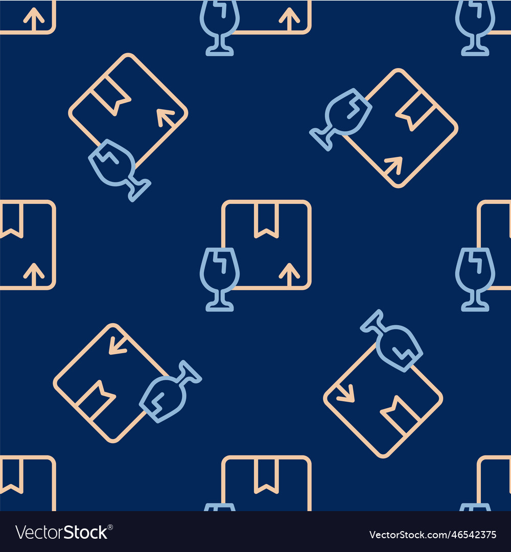 Line delivery package box with fragile content Vector Image