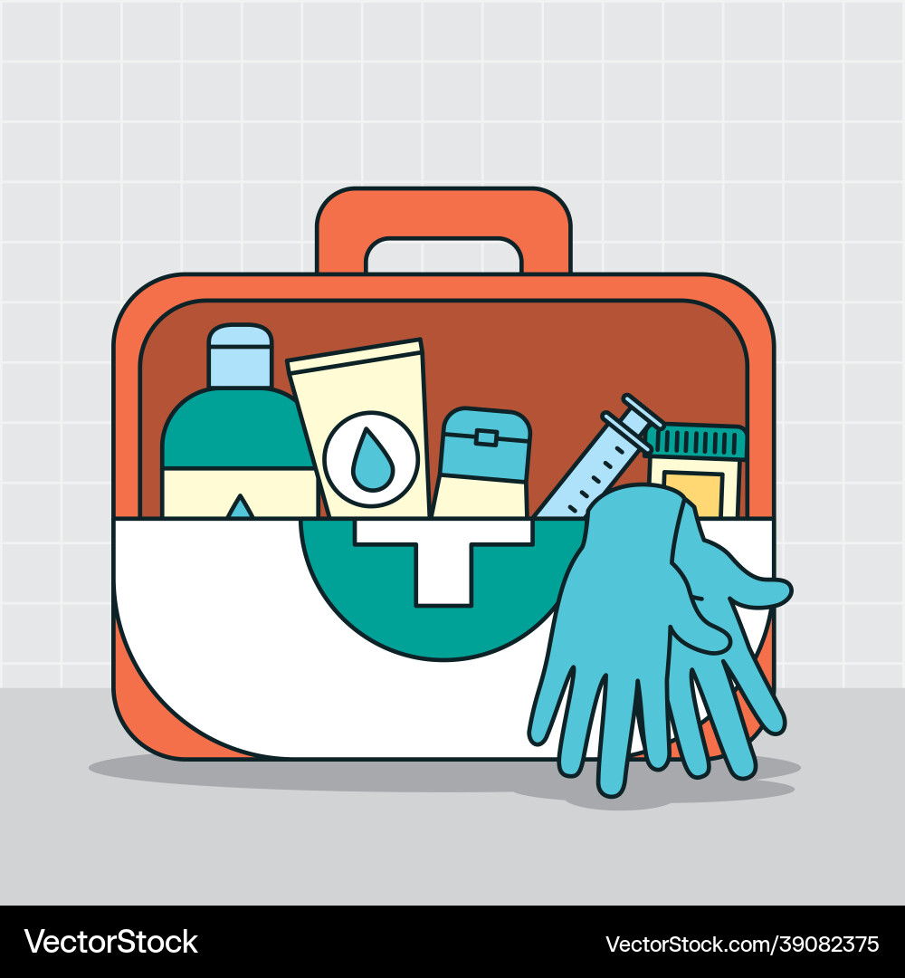 Medical kit with supplies Royalty Free Vector Image