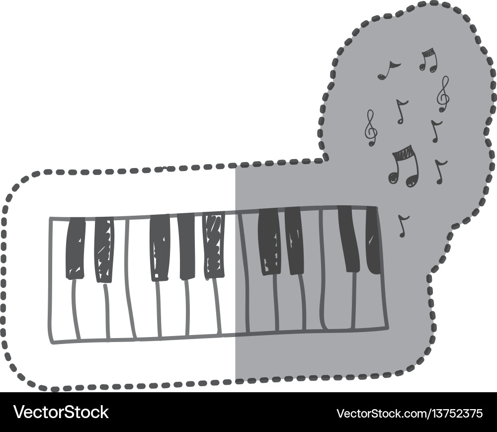 Piano instrument with note musical icon Royalty Free Vector