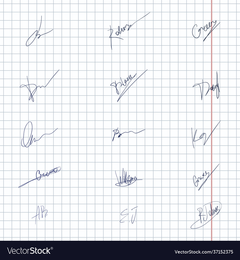 Set personal handwritten signatures Royalty Free Vector Set personal handwritten signatures Royalty Free Vector