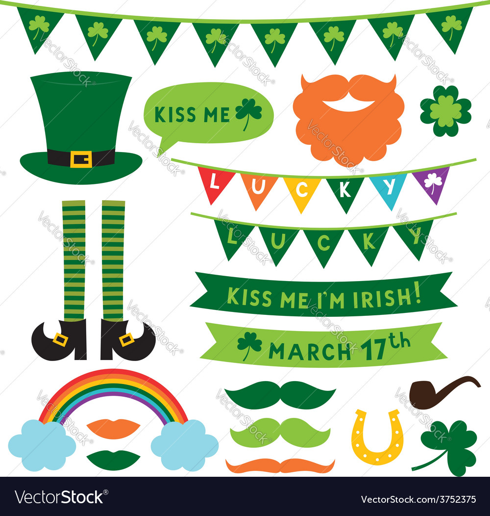 St patricks day design elements set Royalty Free Vector