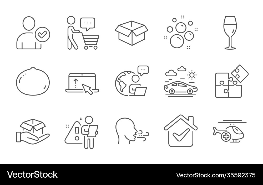 Swipe up breathing exercise and opened box icons Vector Image