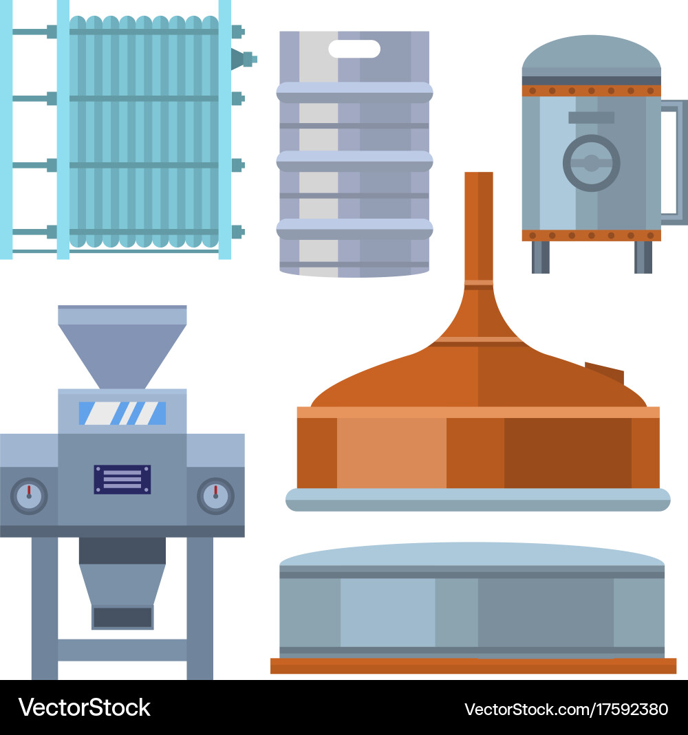 Beer brewing process alcohol factory production Vector Image