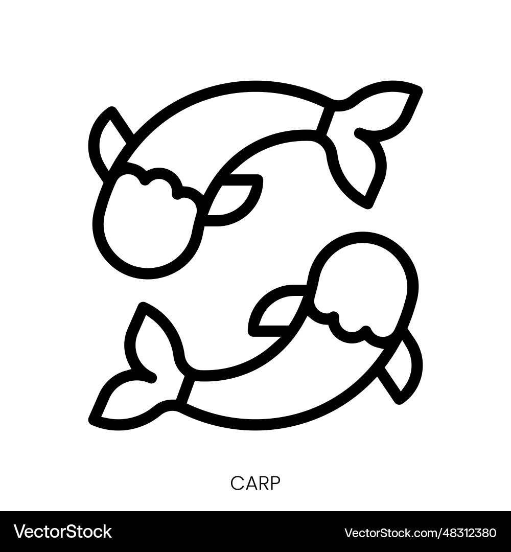 Carp icon line art style design isolated on white Vector Image