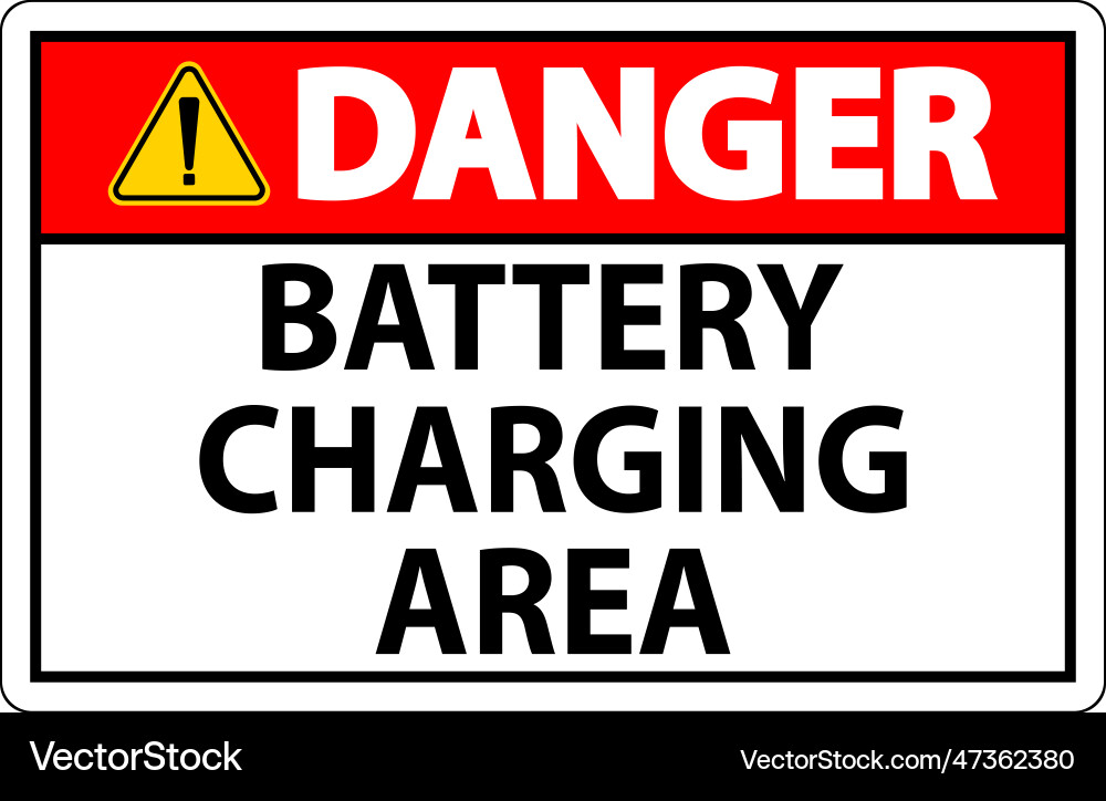 Danger sign battery charging area on white Vector Image