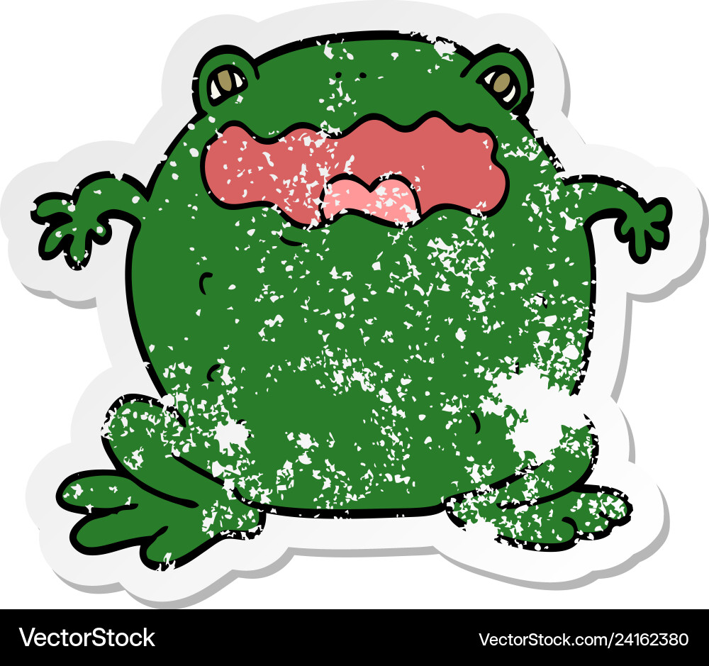 Distressed sticker of a cartoon toad Royalty Free Vector