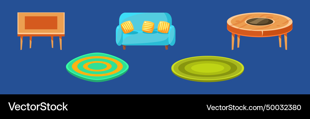 Furniture object and room interior item set Vector Image