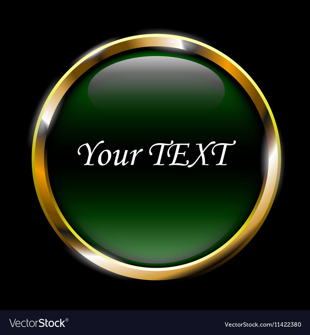Green glossy button on black background Royalty Free Vector