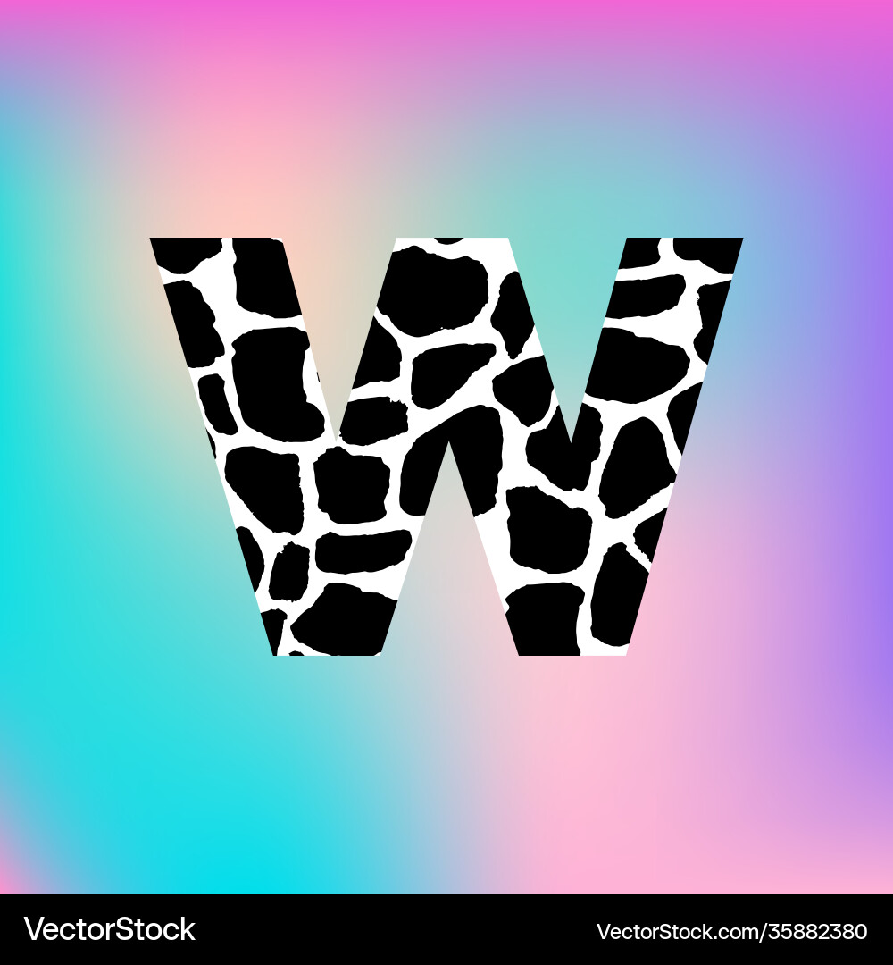 Initial w for giraffe icon slogan t shirt Vector Image