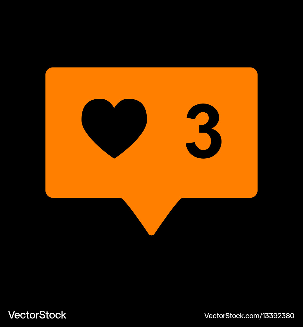 Like and comment sign orange icon on black Vector Image