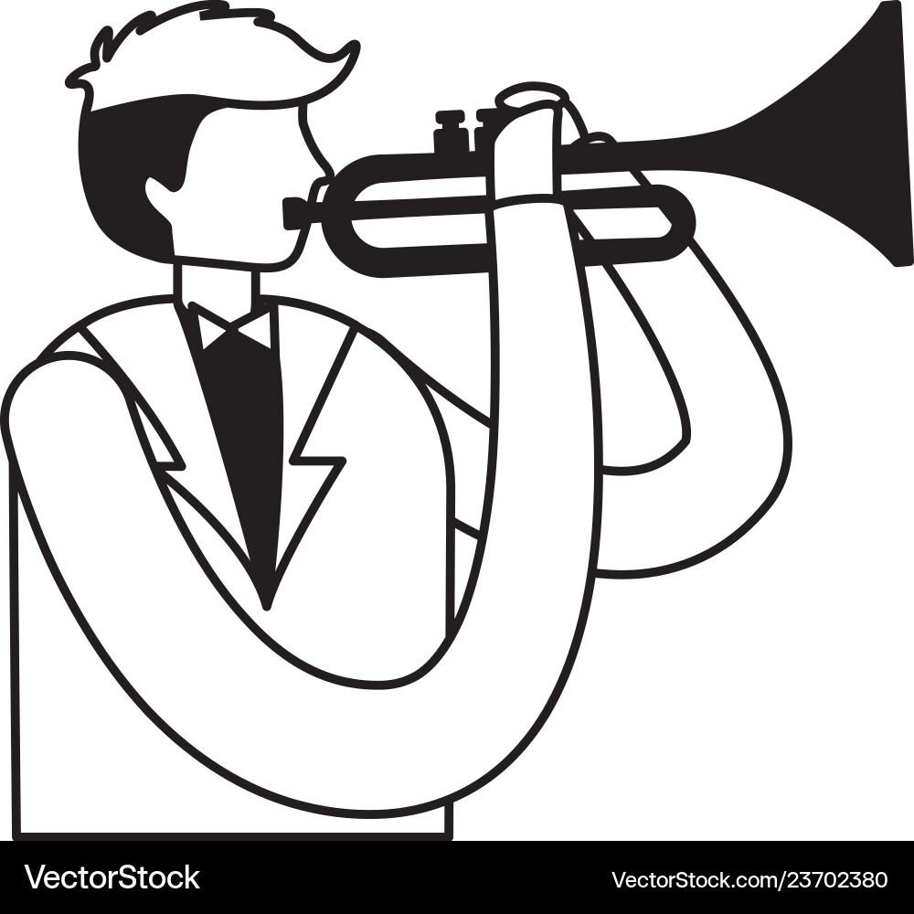 Man playing trumpet instrument Royalty Free Vector Image