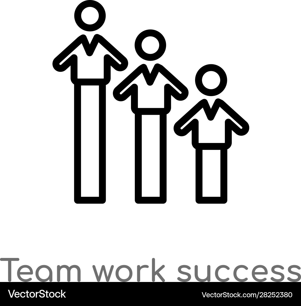 Outline team work success icon isolated black Vector Image