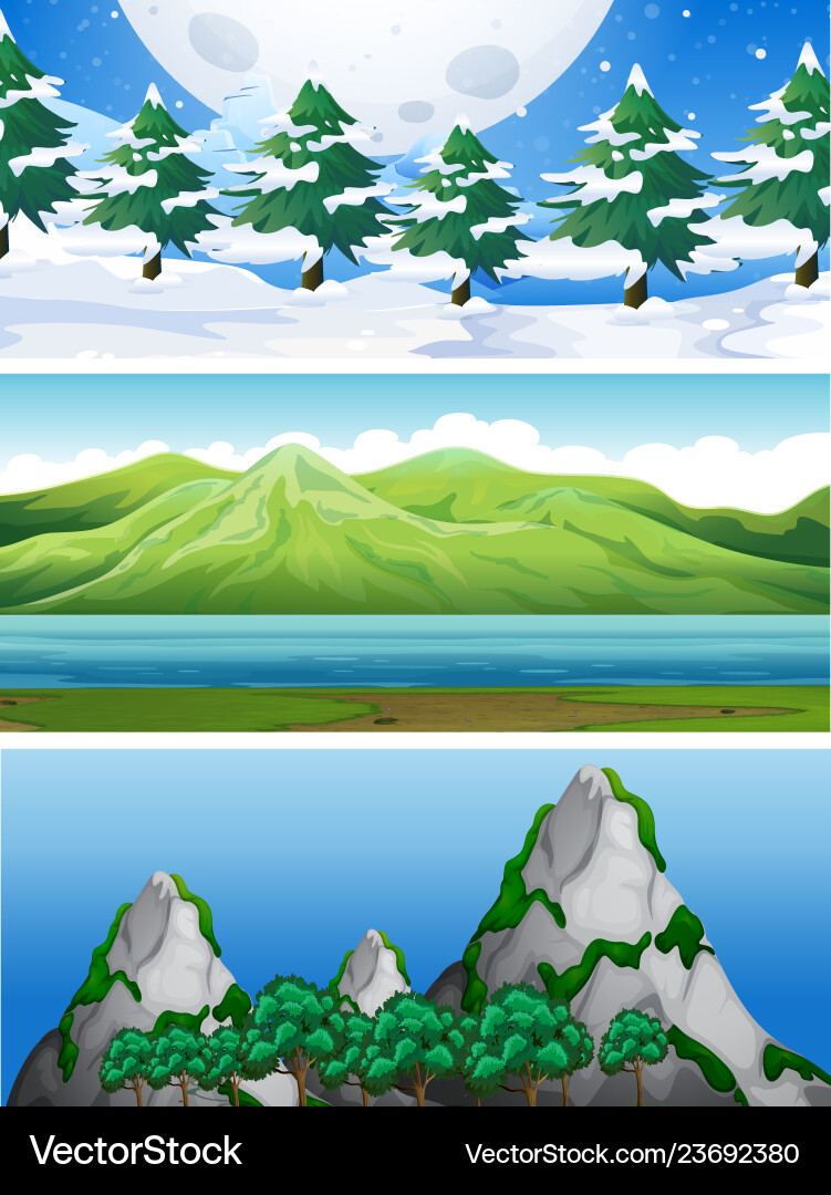 Set of nature landscape Royalty Free Vector Image