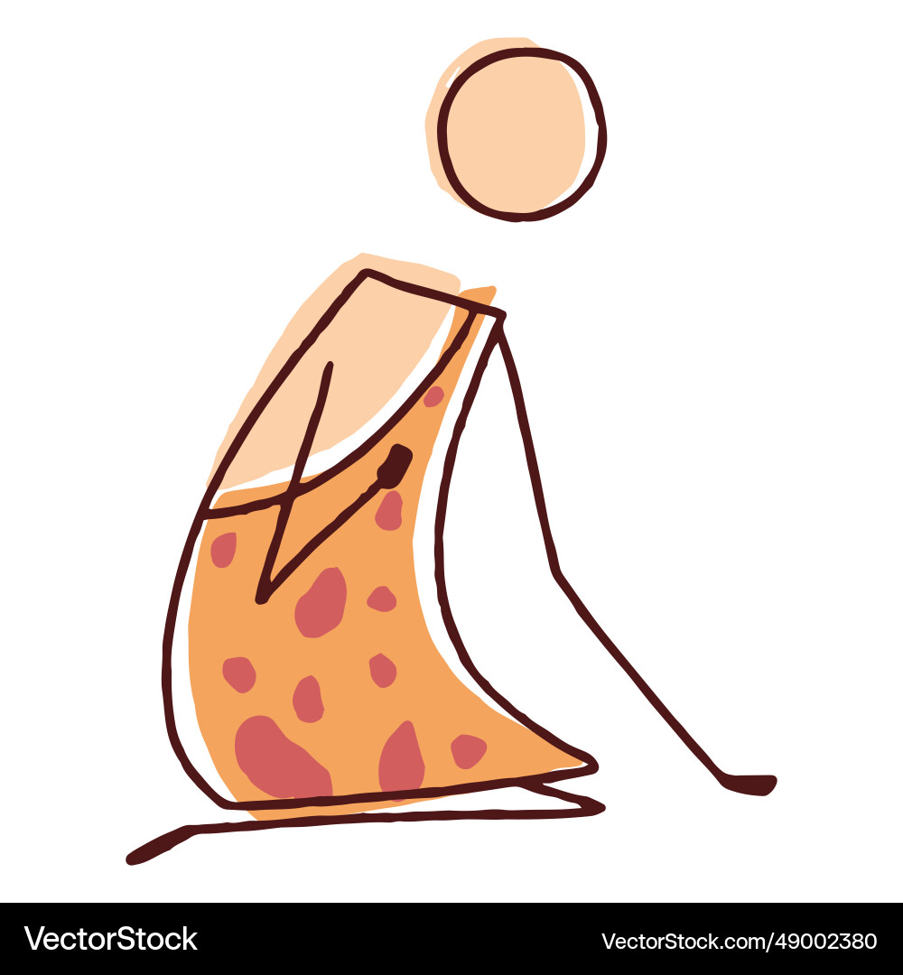 Sitting stick caveman Royalty Free Vector Image