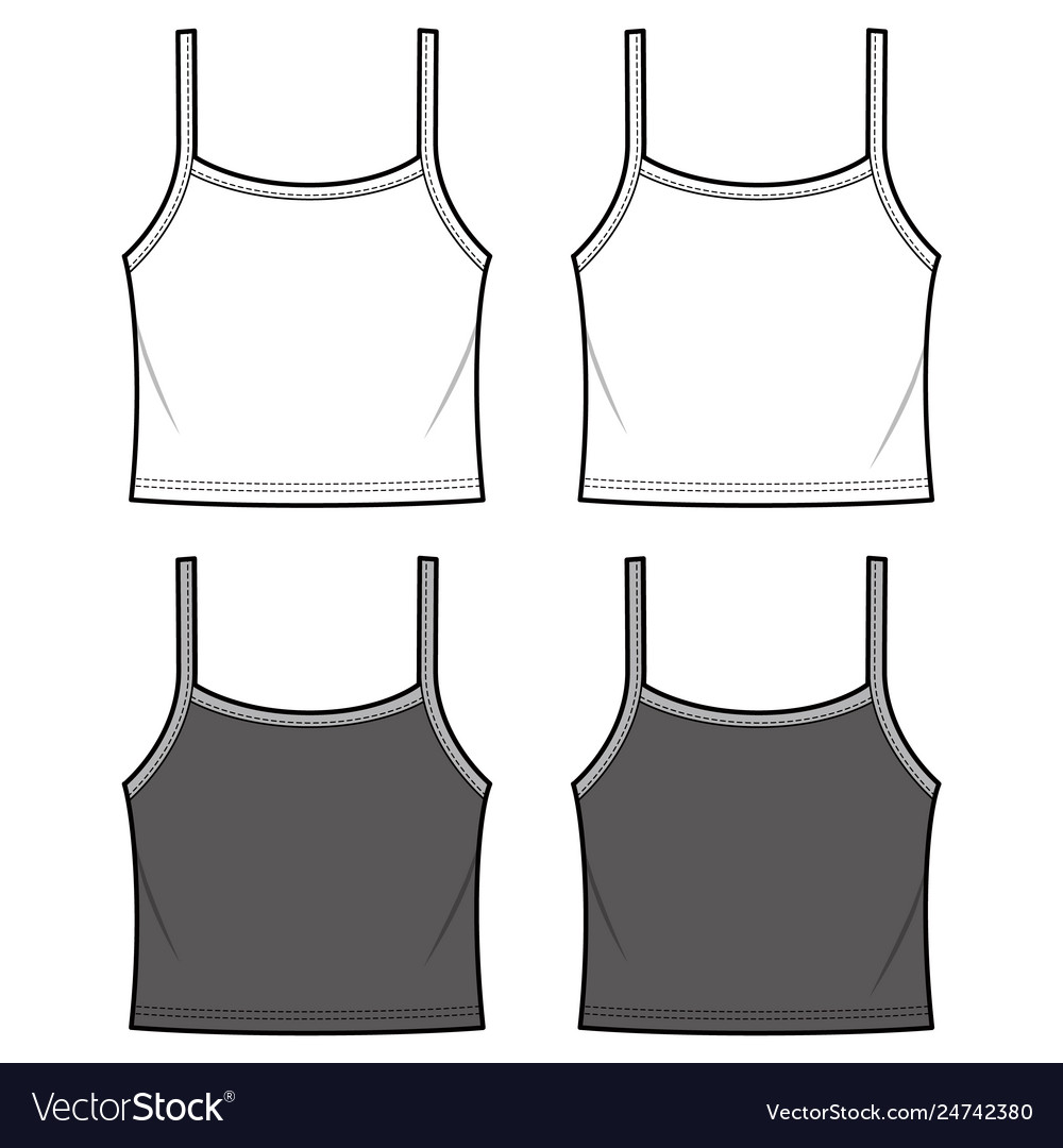 Tank Top Fashion Flat Sketch Template Royalty Free Vector