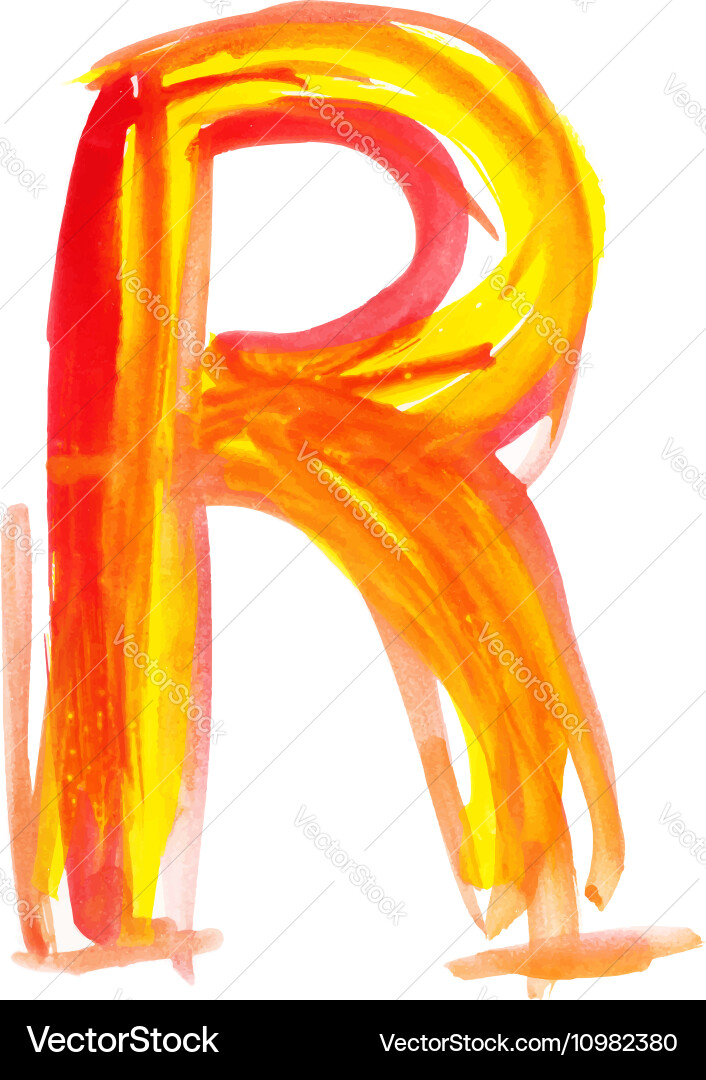 Watercolor font letter r Royalty Free Vector Image