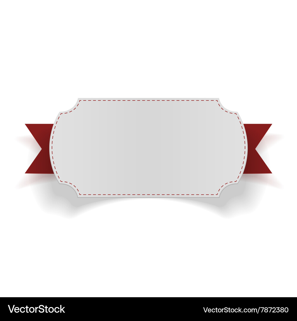 White blank card on red ribbon Royalty Free Vector Image