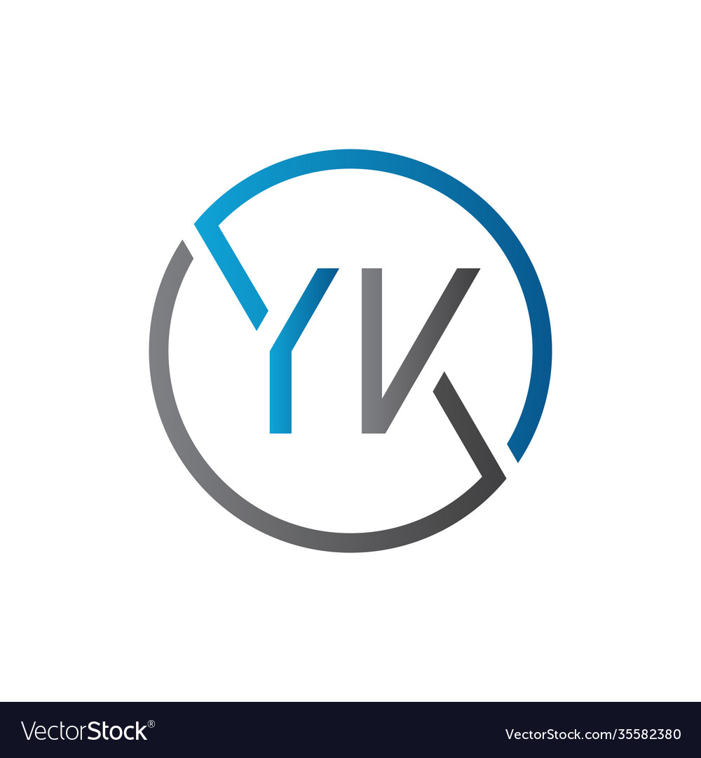 Yk Logo Design Template Initial Circle Letter Vector Image
