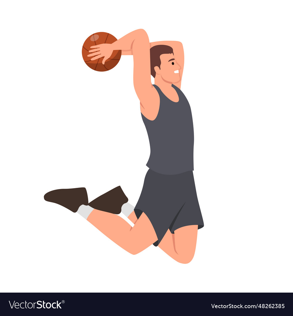 A basketball player man jump for dunk Royalty Free Vector