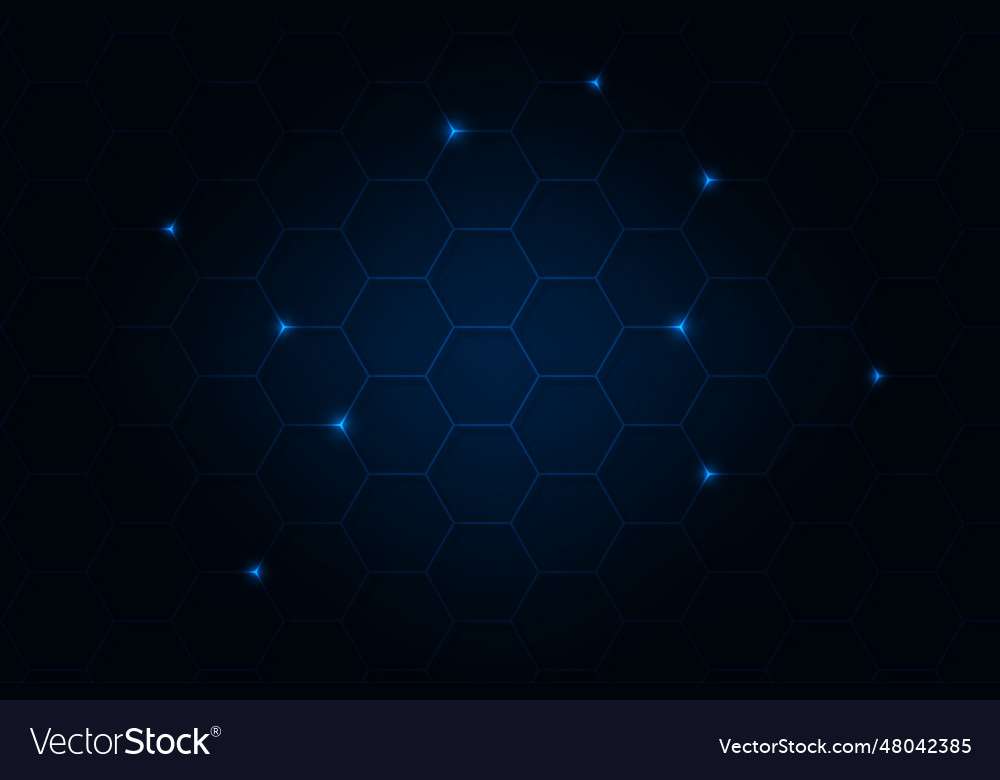 Abstract dark blue light hexagon line background Vector Image