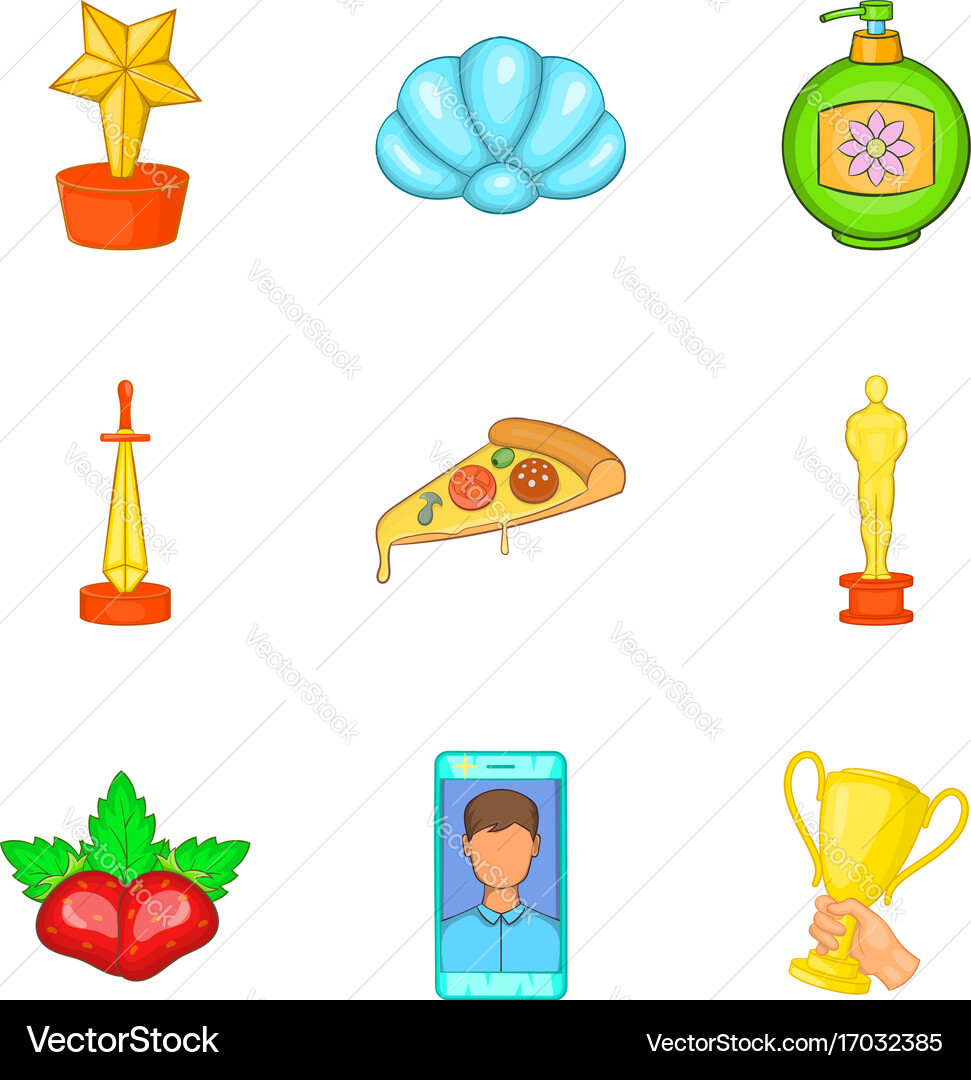 Advertisement icons set cartoon style Royalty Free Vector