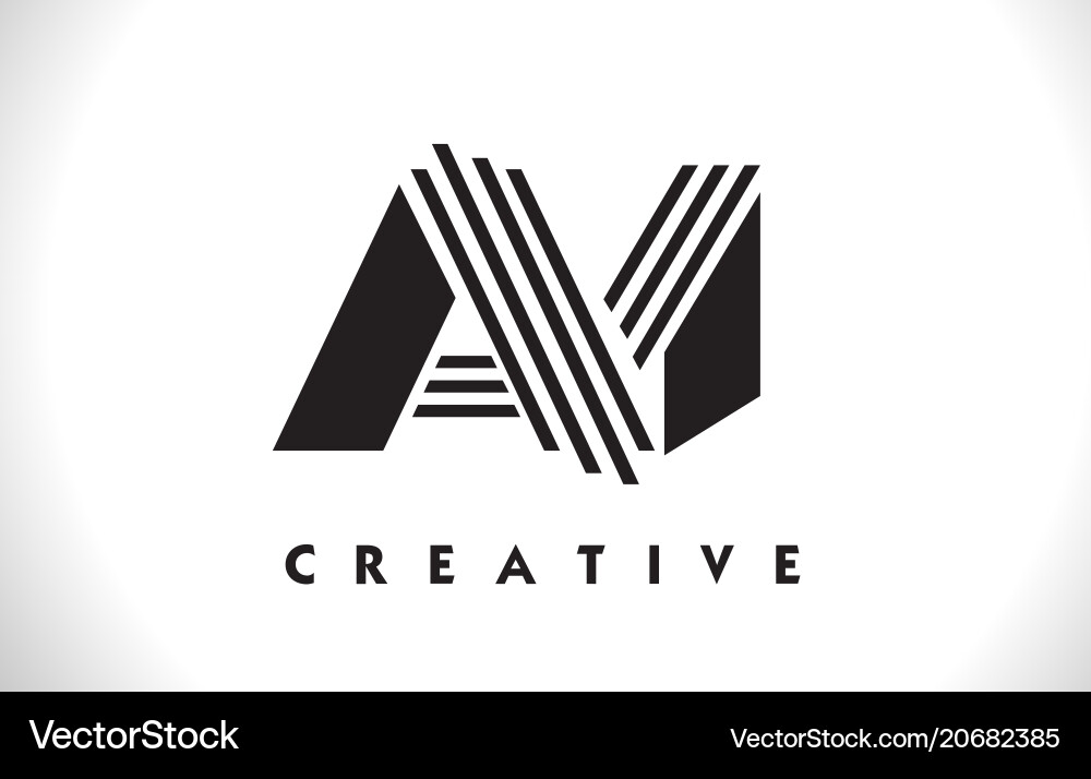 Am logo letter with black lines design line Vector Image