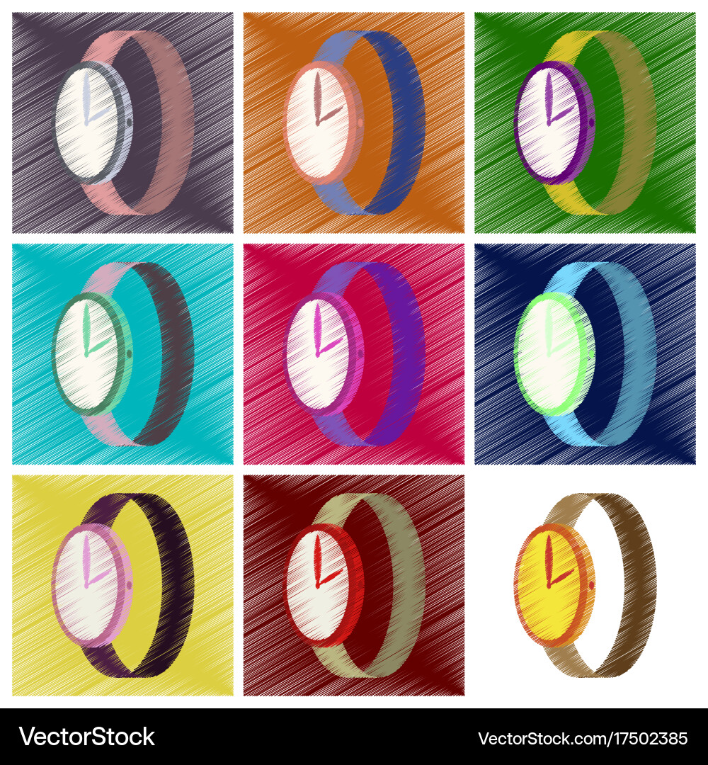 Assembly flat shading style icons wrist watch Vector Image