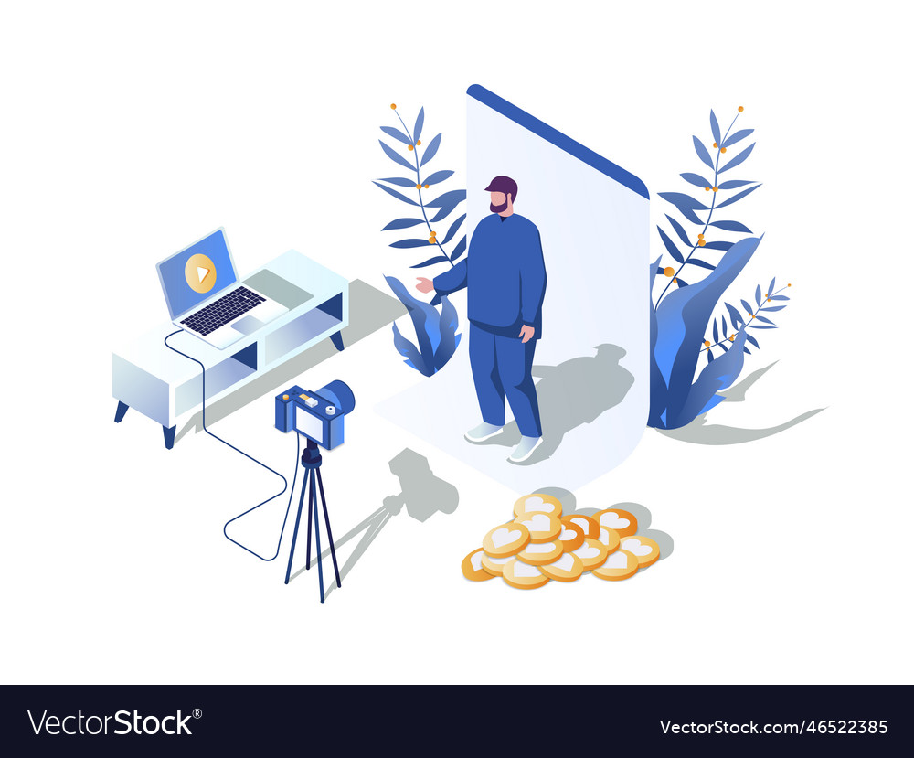 Blogging Concept 3d Isometric Web Scene Royalty Free Vector