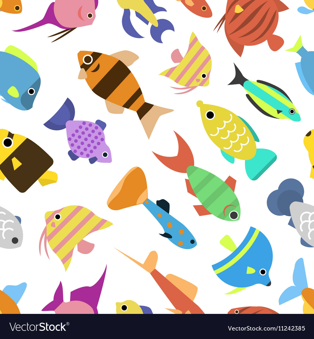 Cute fish seamless pattern Royalty Free Vector Image