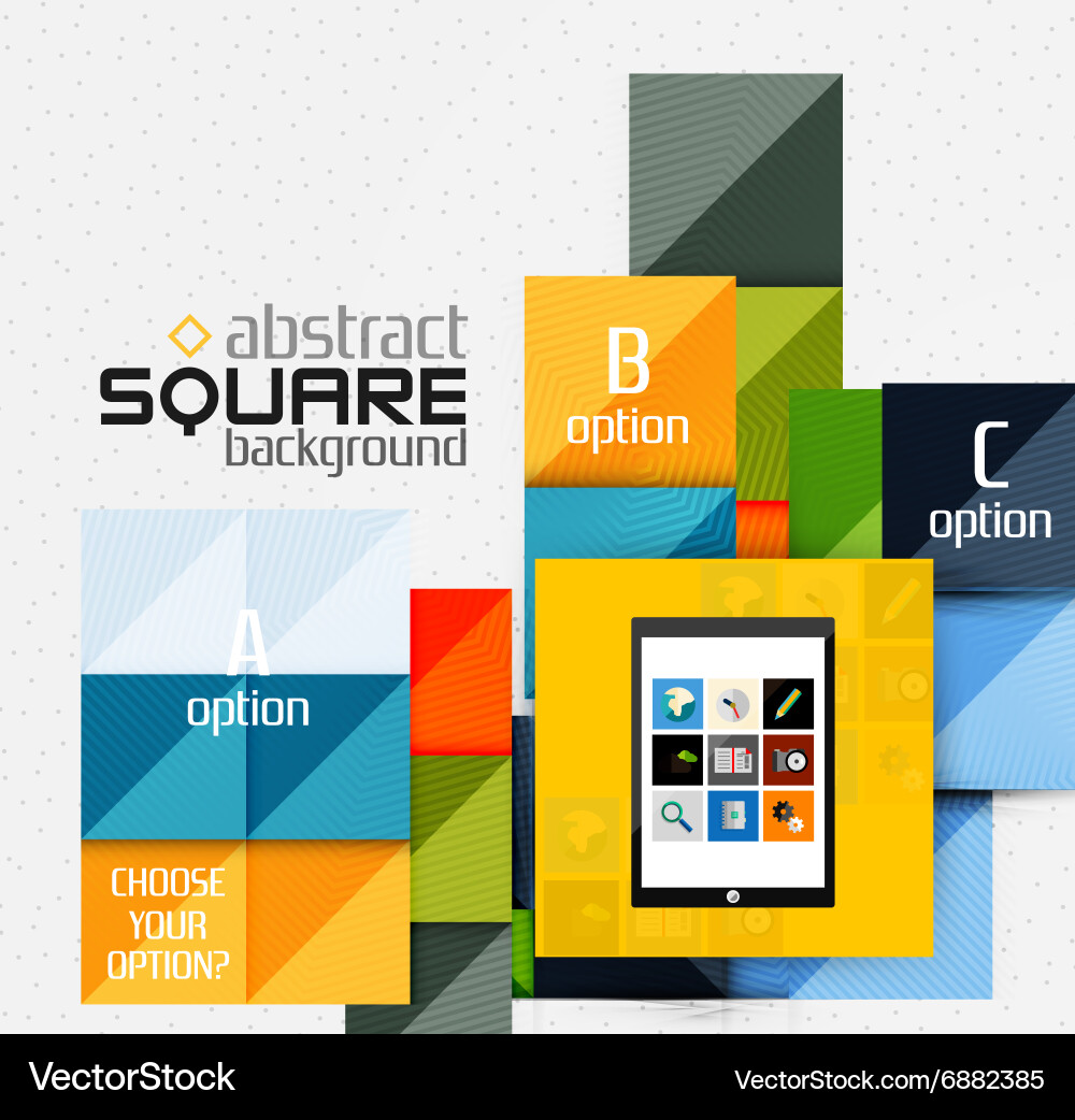 Geometric square shapes and infographic option Vector Image