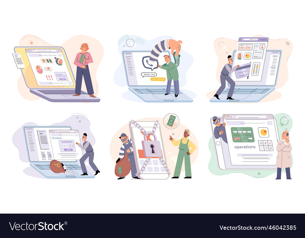 Hacker activity big set hacking computer Vector Image
