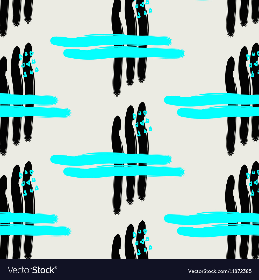 Hand painted brush strokes in neon blue and black Vector Image