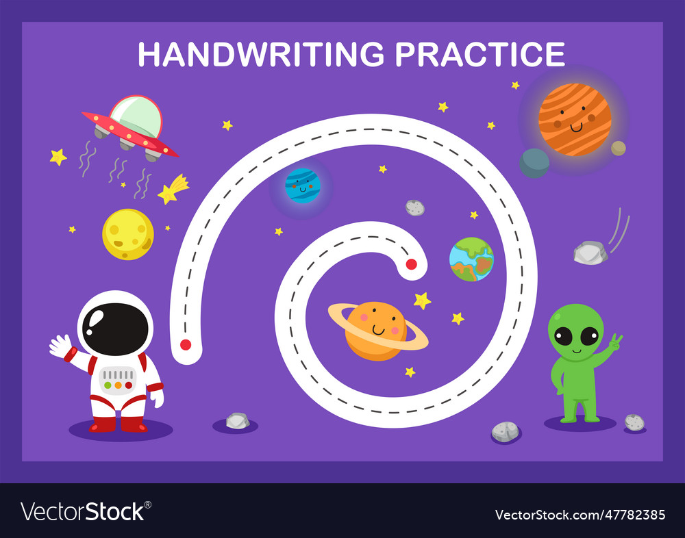 Handwriting practice sheet Royalty Free Vector Image