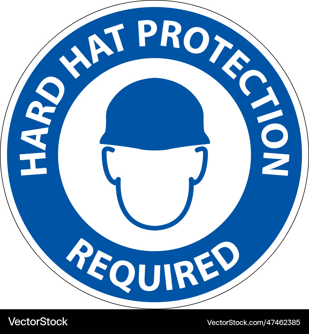 Hard hat protection required area sign on white Vector Image