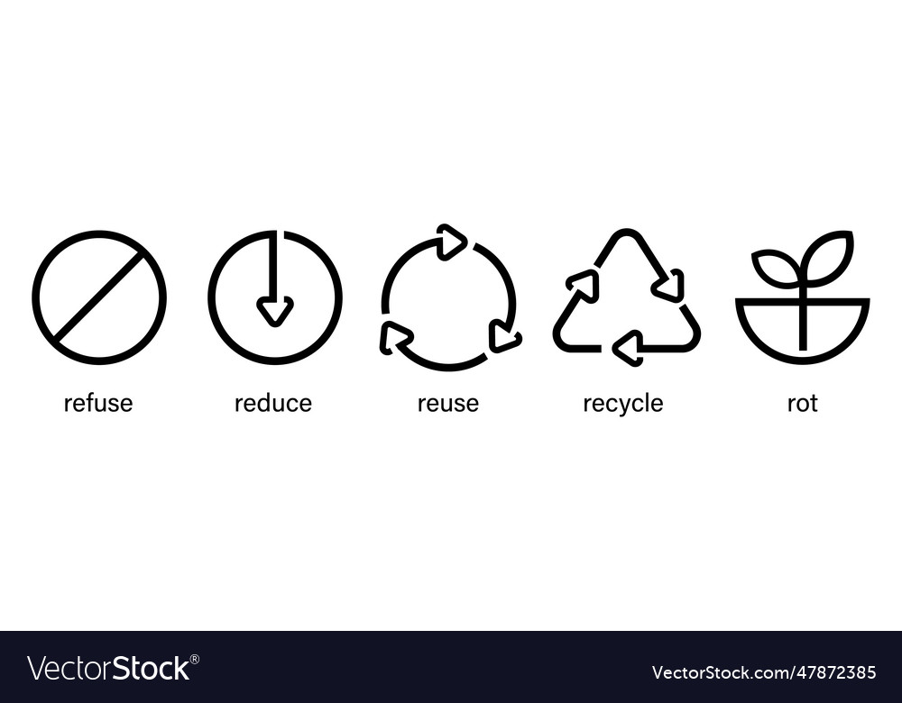 Icon reduce reuse recycle refuse rot recycling Vector Image Icon reduce reuse recycle refuse rot recycling Vector Image