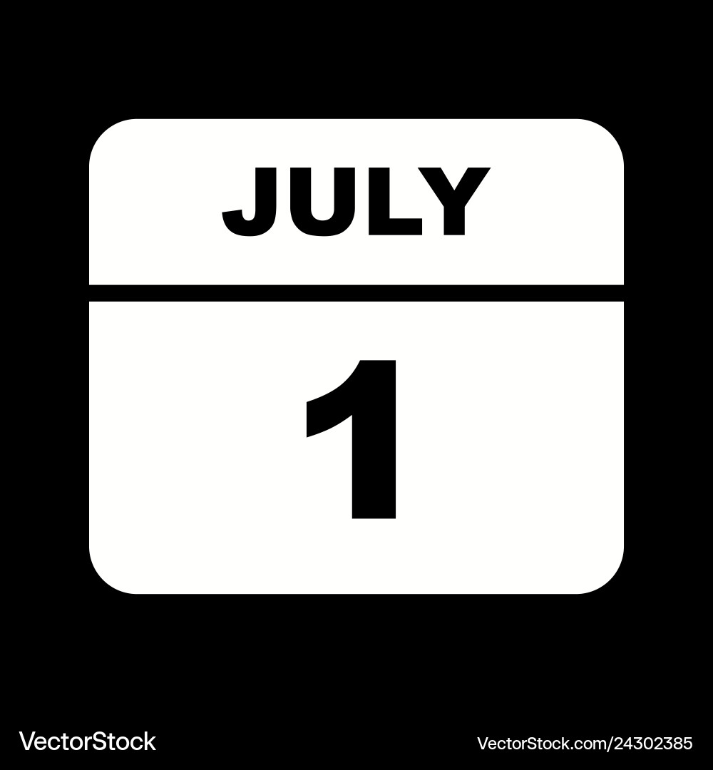 July 1st date on a single day calendar Royalty Free Vector