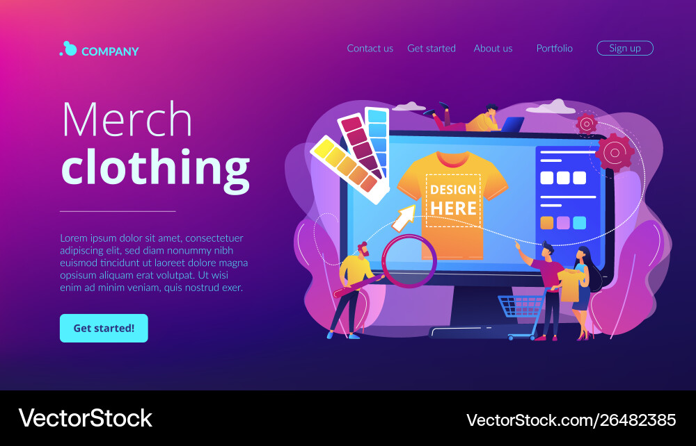 Merch clothing concept landing page Royalty Free Vector