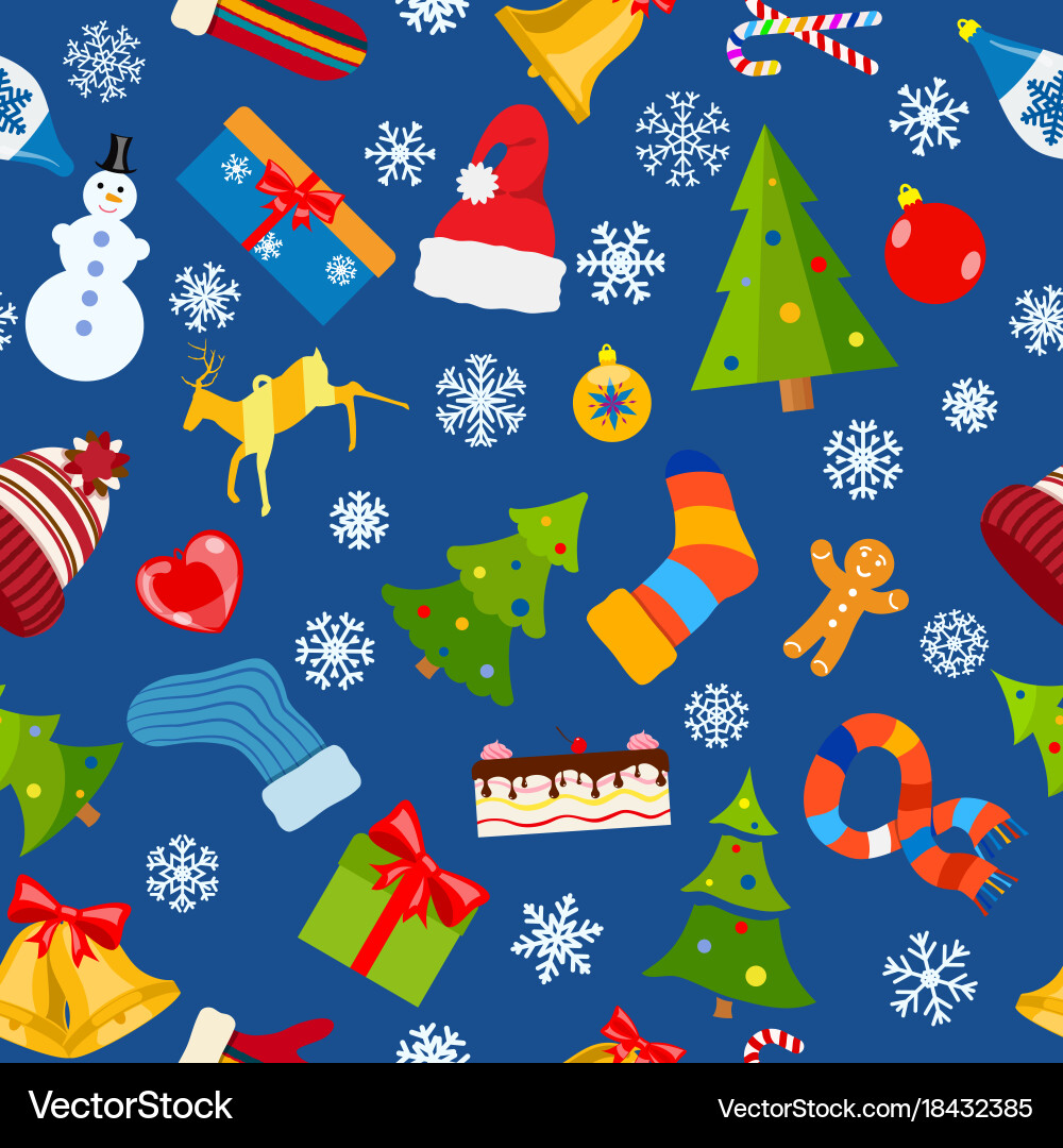 Seamless pattern of christmas symbols Royalty Free Vector