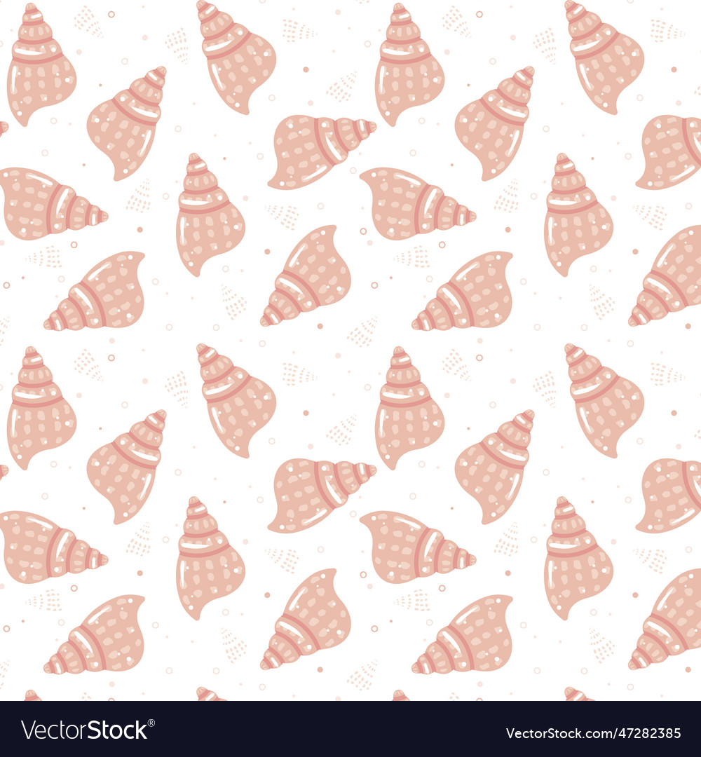 Summer cute seamless seashell patterns Royalty Free Vector