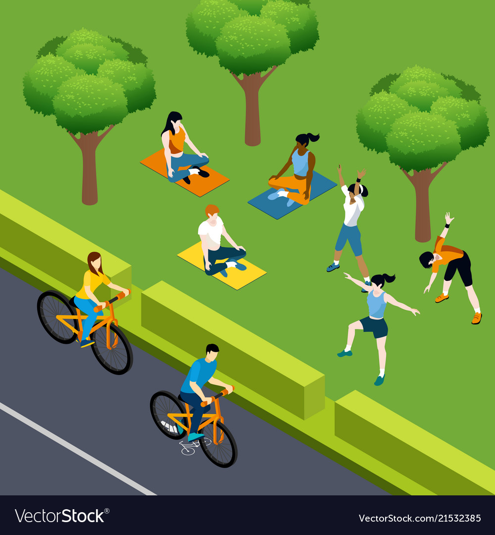 Working out isometric composition Royalty Free Vector Image