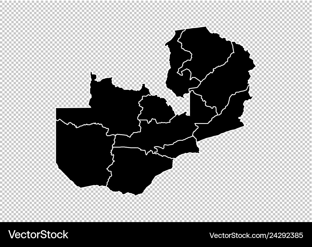 Zambia map - high detailed black Royalty Free Vector Image