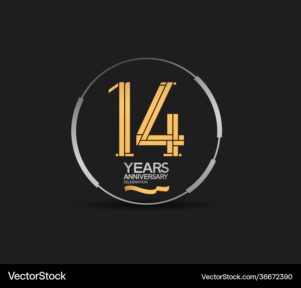 14 years golden anniversary logotype Royalty Free Vector