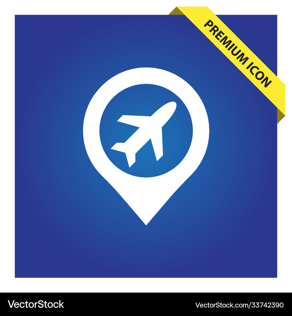 Airport with pin icon Royalty Free Vector Image